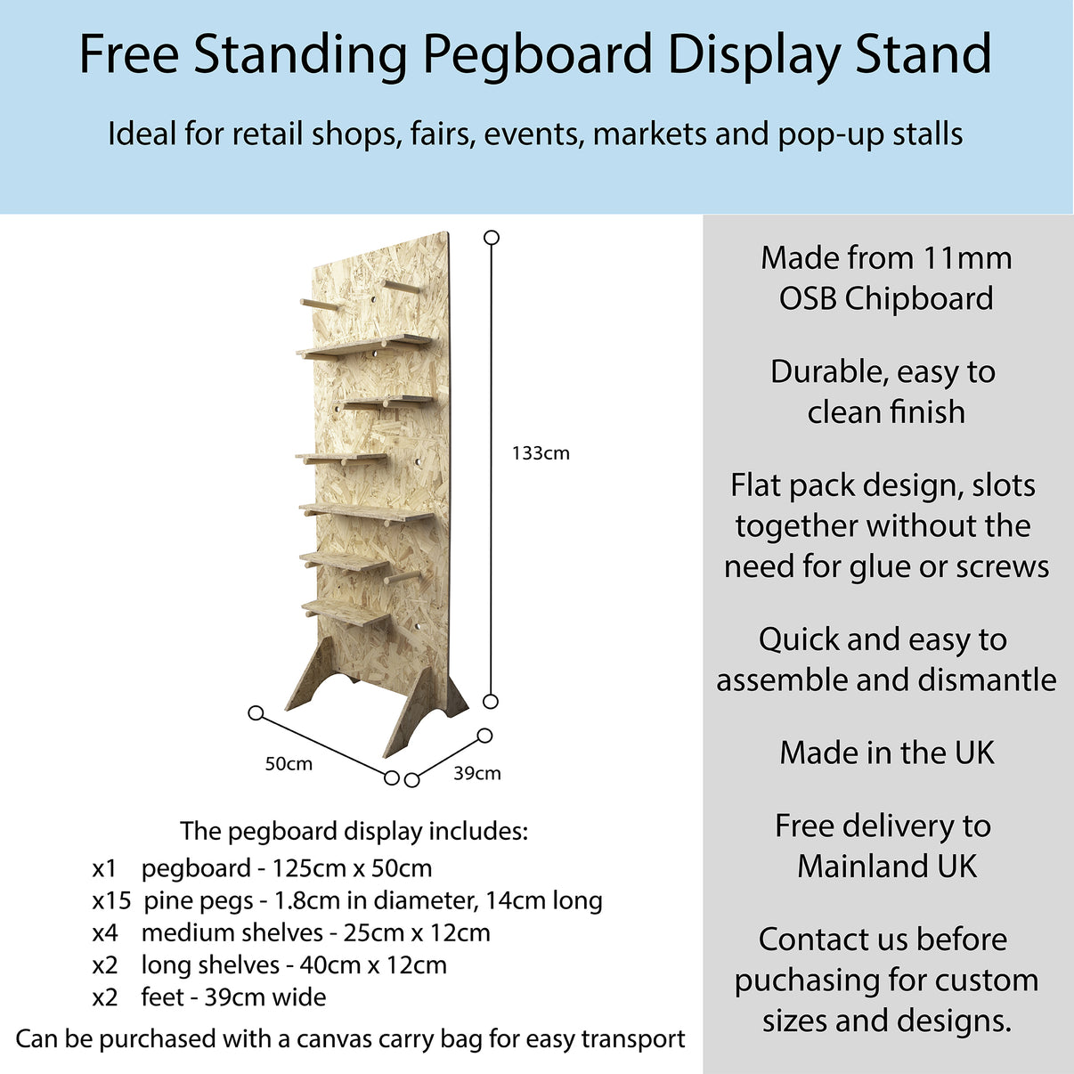 Free-standing OSB Pegboard Display Stand – Dust Shack