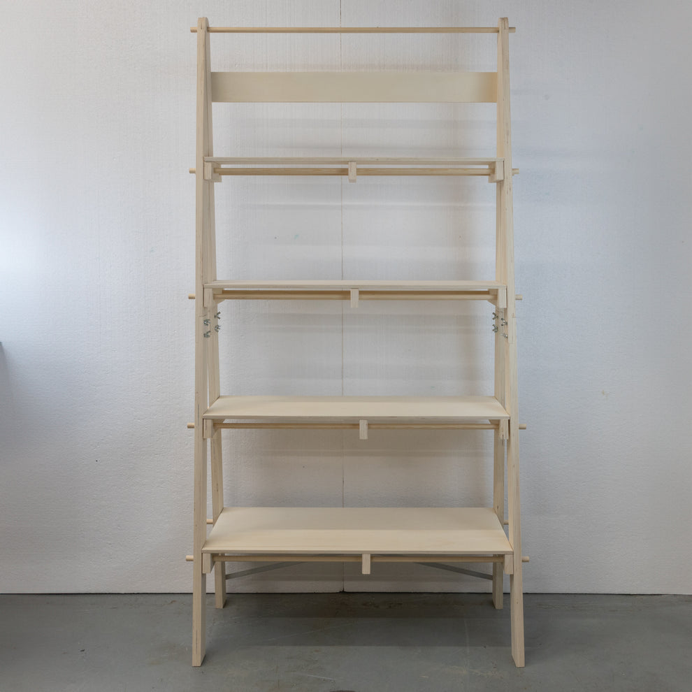 Portable Retail Ladder Shelving Display A-Frame Stand with Vertical Ba ...