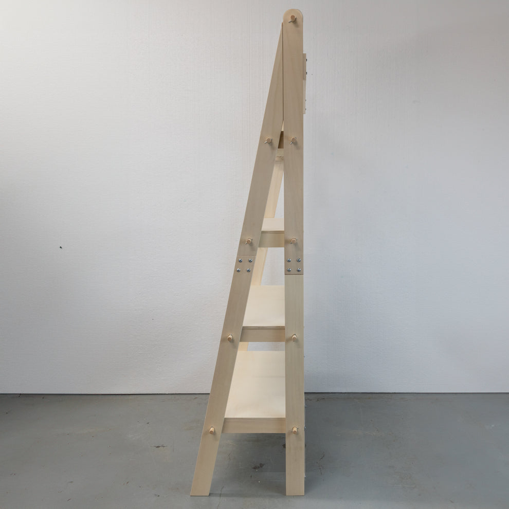 Portable Retail Ladder Shelving Display A-Frame Stand with Vertical Ba ...