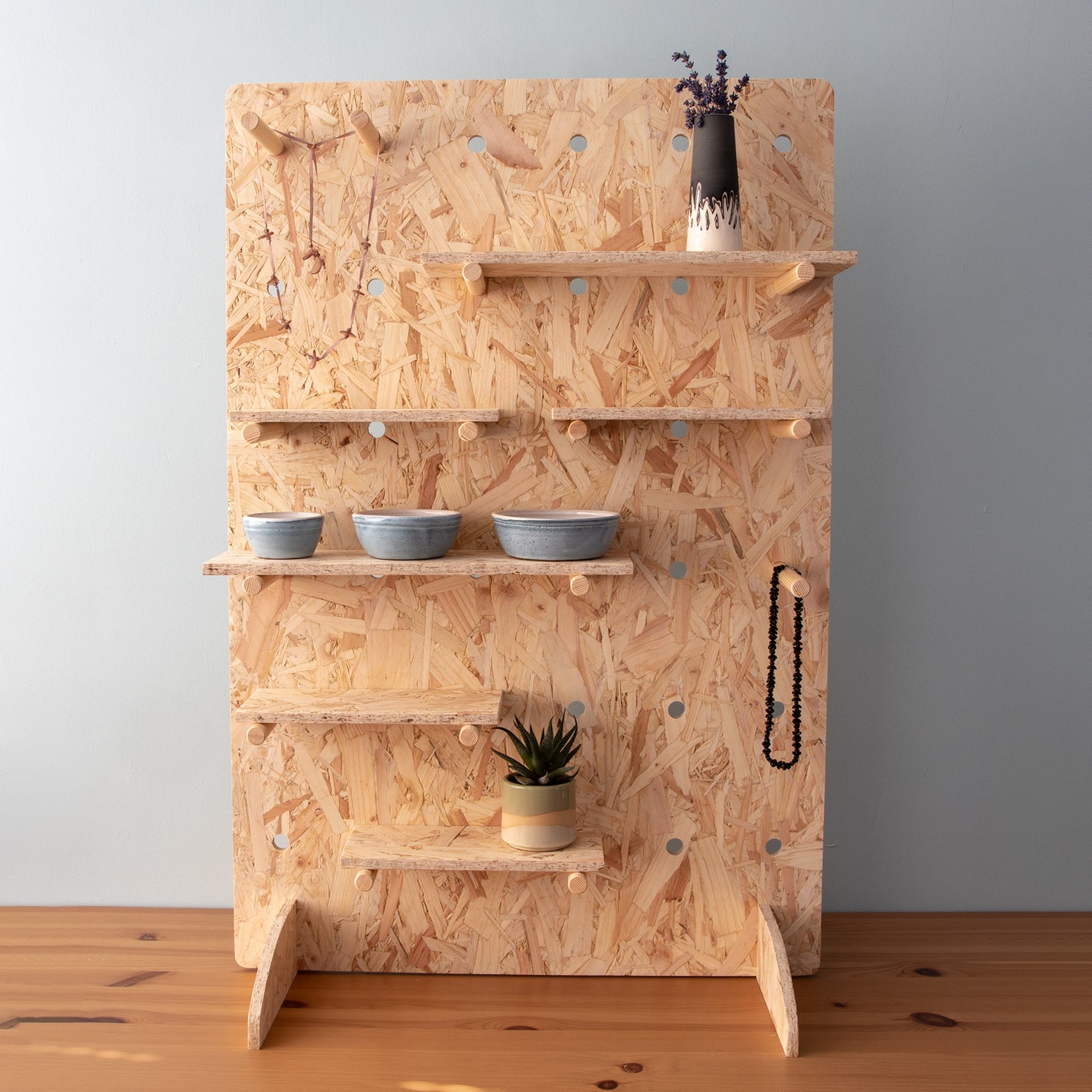 Free-standing OSB Table Top Pegboard Display Stand – Dust Shack